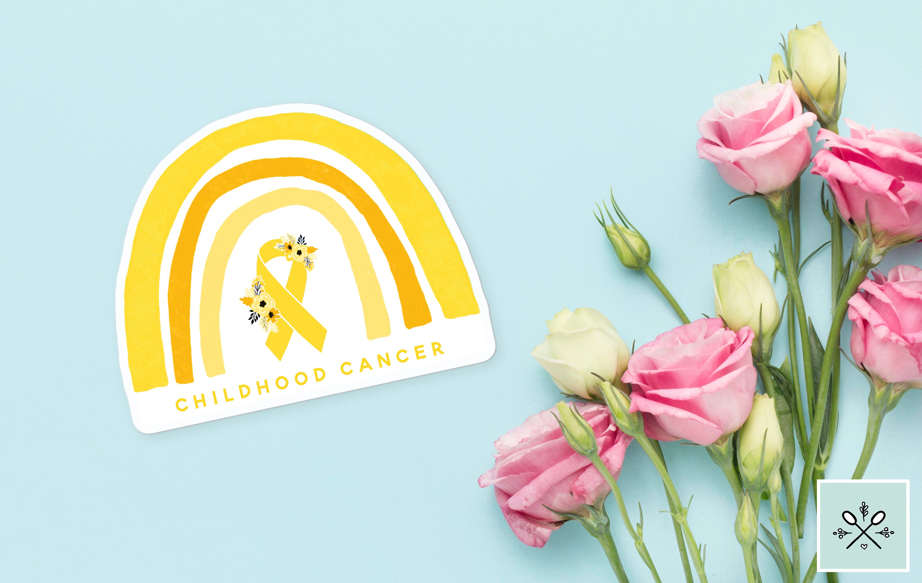 Childhood Cancer Rainbow Sticker, Childhood Cancer Stickers, Yellow ...