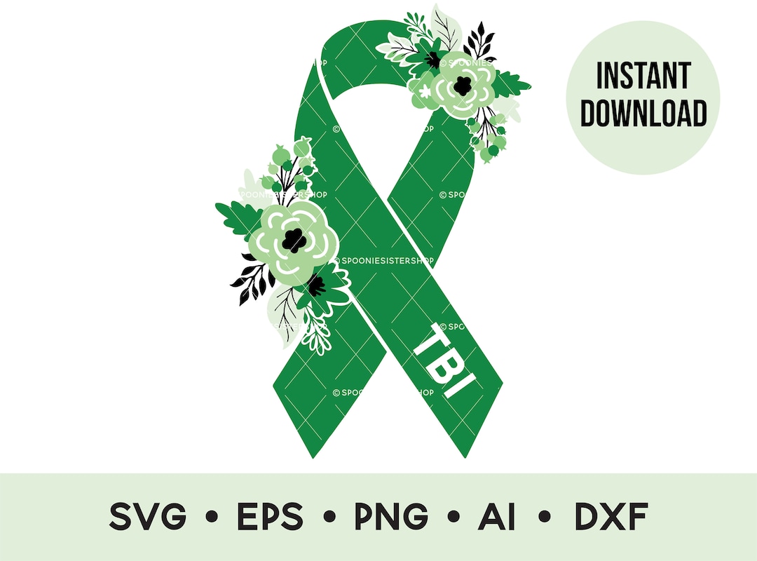 TBI Awareness Ribbon Svg, Traumatic Brain Injury Clip Art, TBI Ribbon ...
