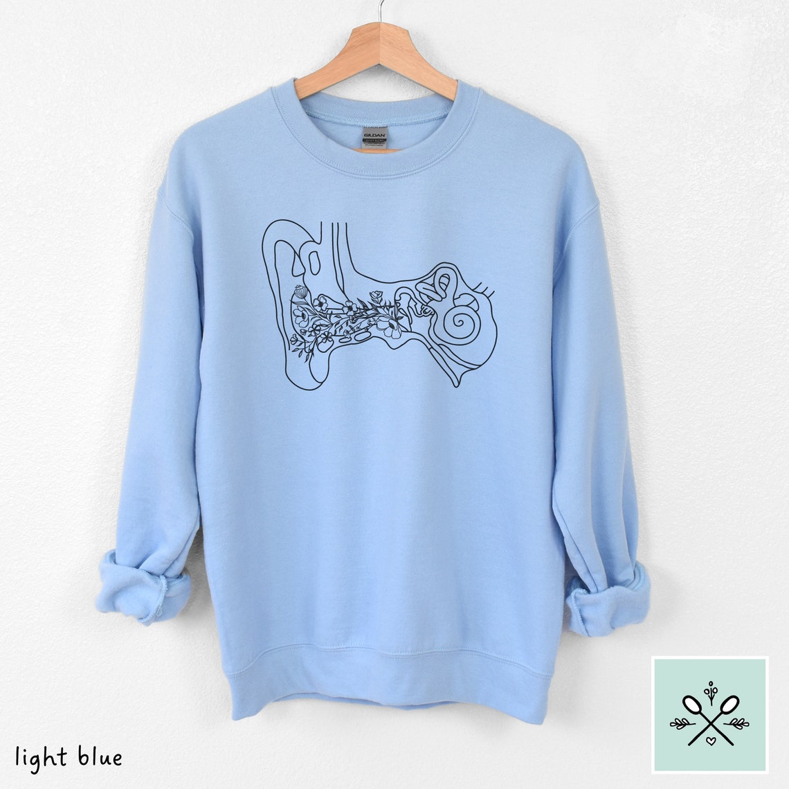 Inner Ear Anatomy Sweatshirt, Floral Inner Ear Sweater, Audiology ...