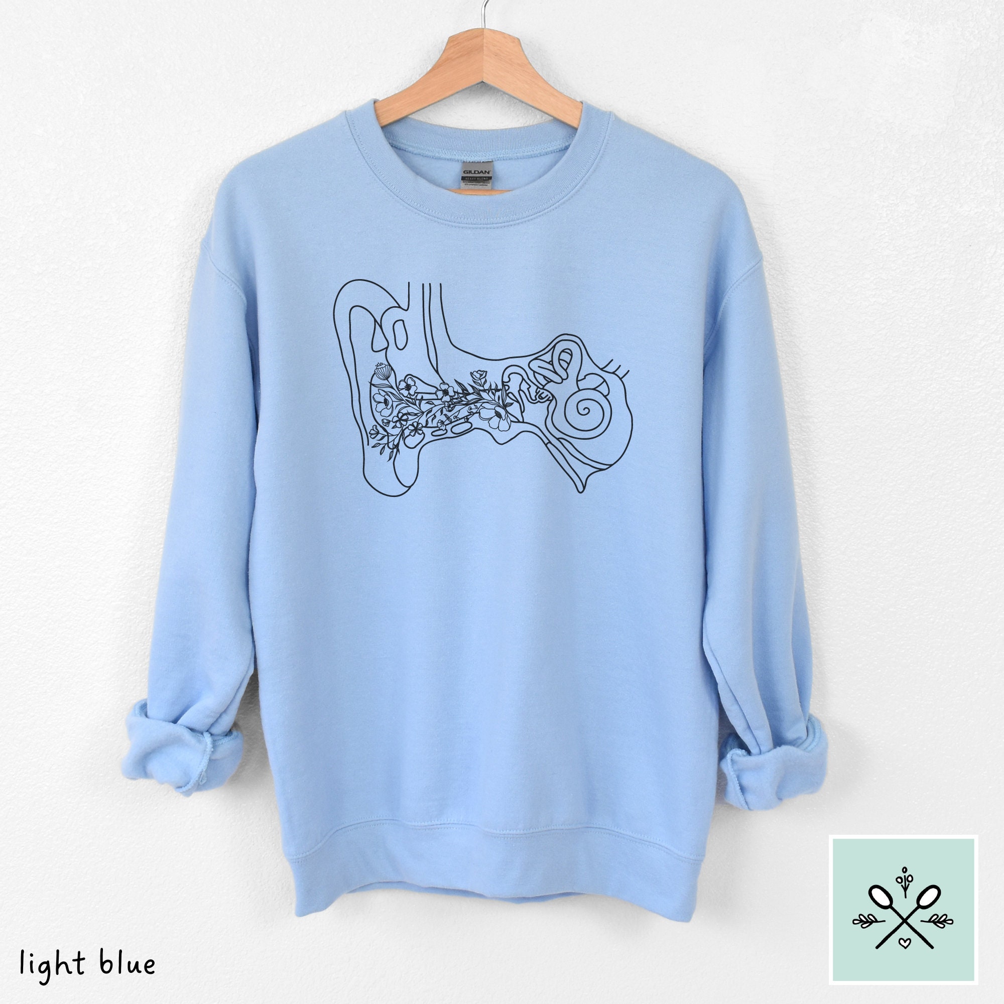 Inner Ear Anatomy Sweatshirt, Floral Inner Ear Sweater, Audiology ...