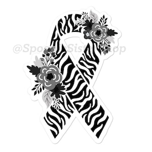 Rare Disease Sticker, Zebra Awareness Stickers, Floral Zebra Awareness ...