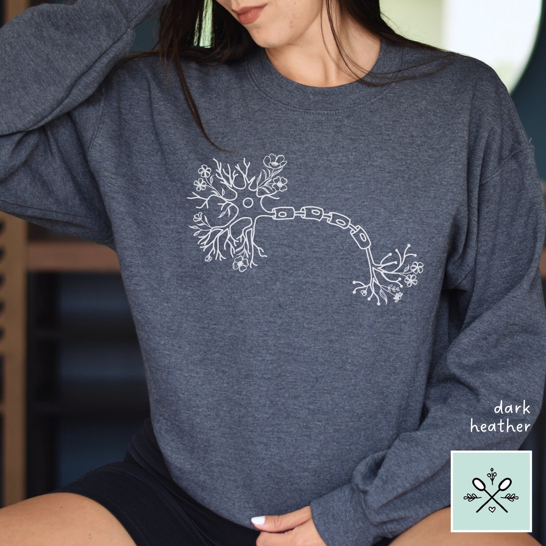 Neuron Sweatshirt, Floral Neuron Anatomy Sweatshirt, Neuron Sweater, Multiple Sclerosis, CRPS ...