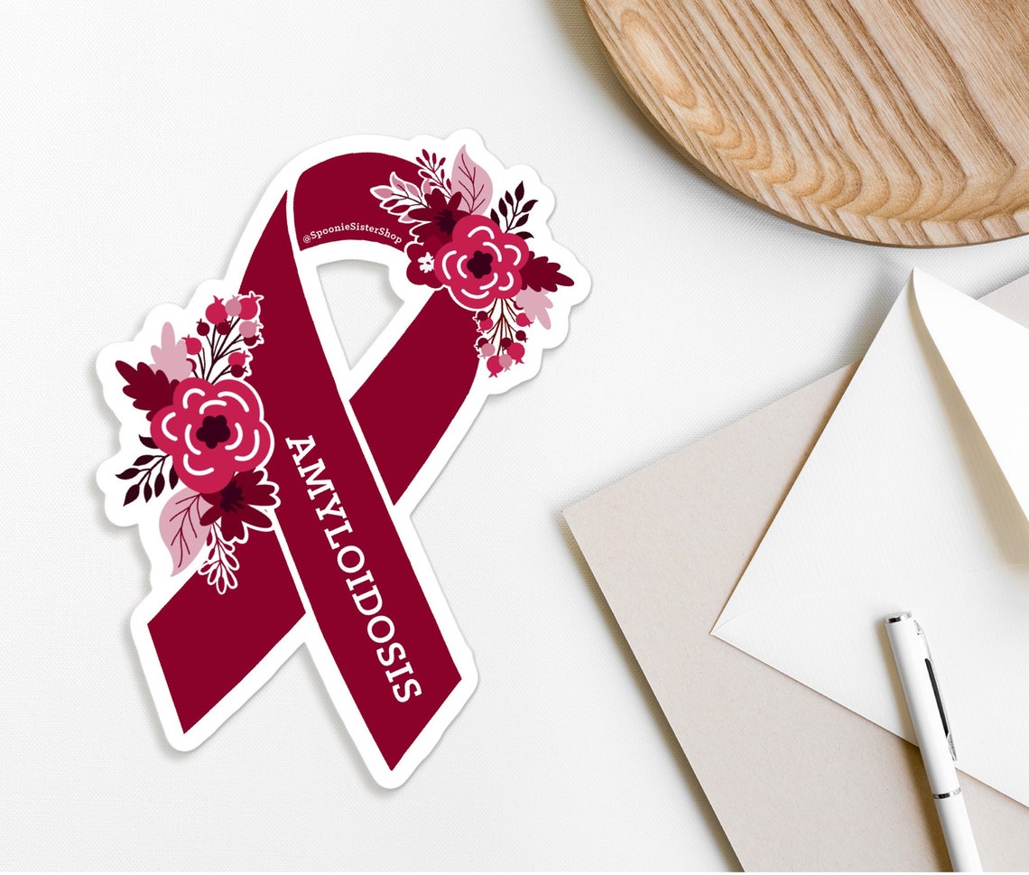 Amyloidosis Sticker, Amyloidosis Awareness Ribbon Stickers, Floral ...