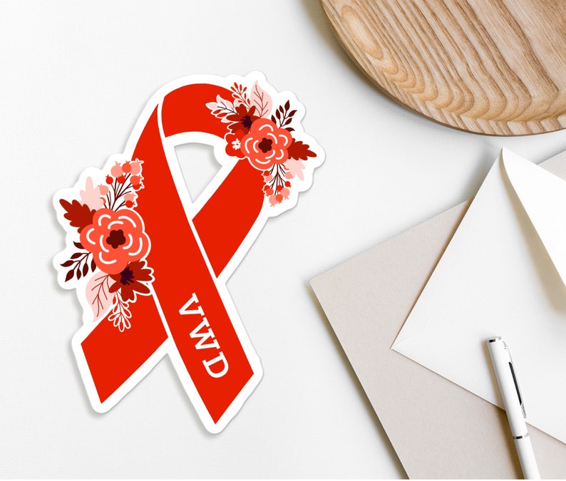 Von Willebrand Disease Sticker, VWD Awareness Stickers, Floral Red ...