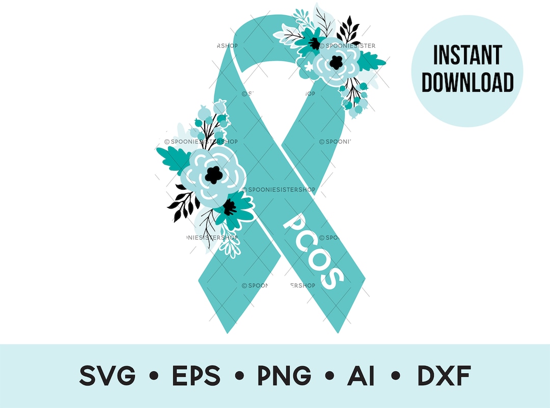 PCOS Awareness Ribbon Svg Polycystic Ovary Syndrome - Etsy