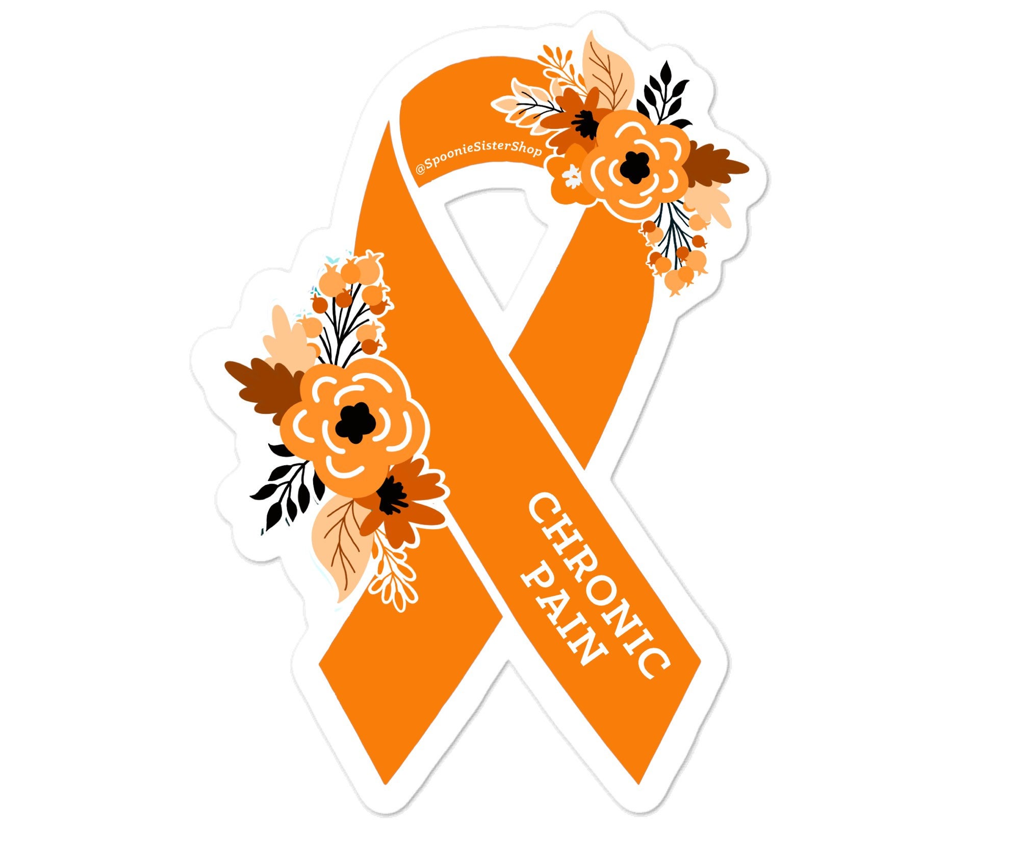 Chronic Pain Sticker Chronic Pain Awareness Floral Orange - Etsy