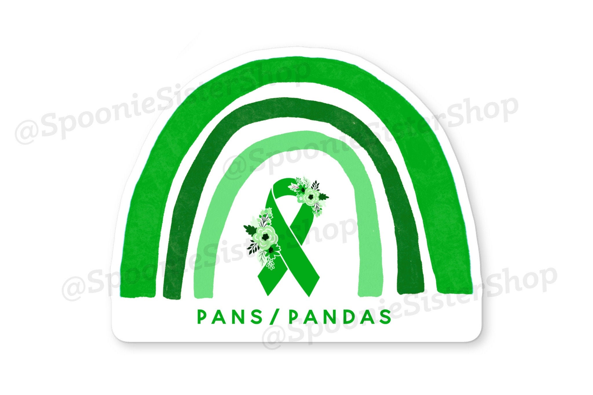 PANS/PANDAS Sticker, Rainbow Green Awareness Ribbon Stickers, Pediatric ...