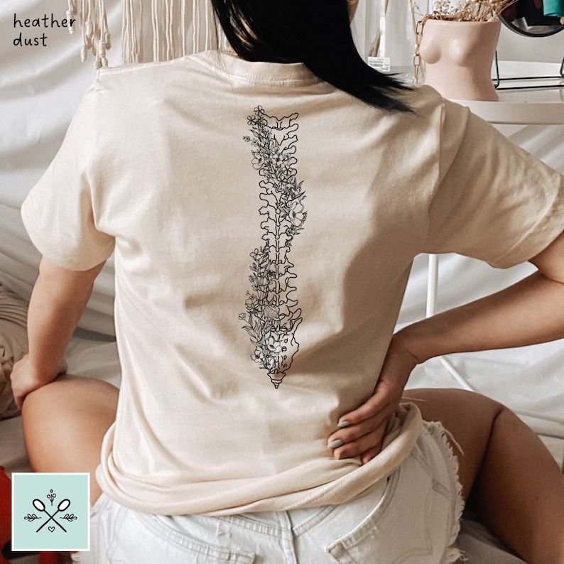 Floral Spine Shirt, Spine Anatomy Shirt, Spine Tshirt, Flower Spine T ...