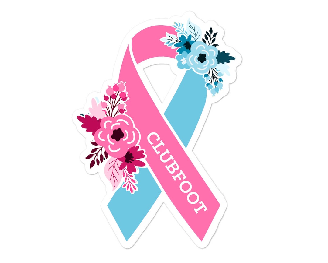 Clubfoot Awareness Sticker, Clubfoot Stickers, Floral Awareness Ribbon ...