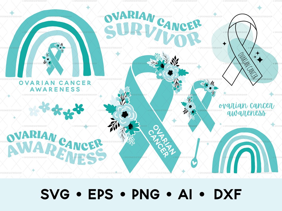 Ovarian Cancer SVG Bundle, Ovarian Cancer Awareness SVG, Clipart Bundle ...
