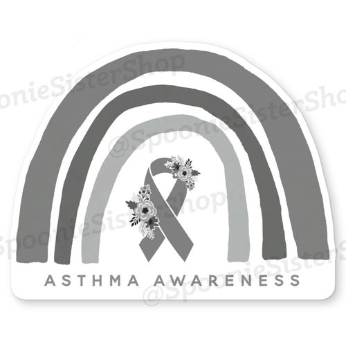 Asthma Sticker Asthma Awareness Stickers Floral Grey - Etsy