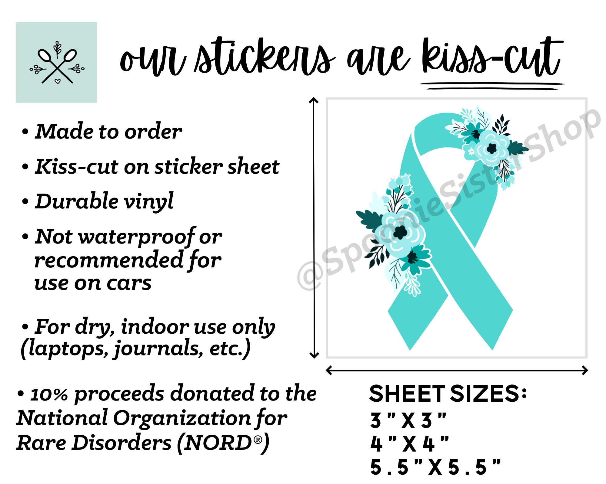 Chronic Kidney Disease Sticker, CKD Stickers, Floral Green Awareness ...