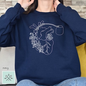 Pacemaker Sweatshirt, Floral Heart Anatomy With Pacemaker Sweater ...