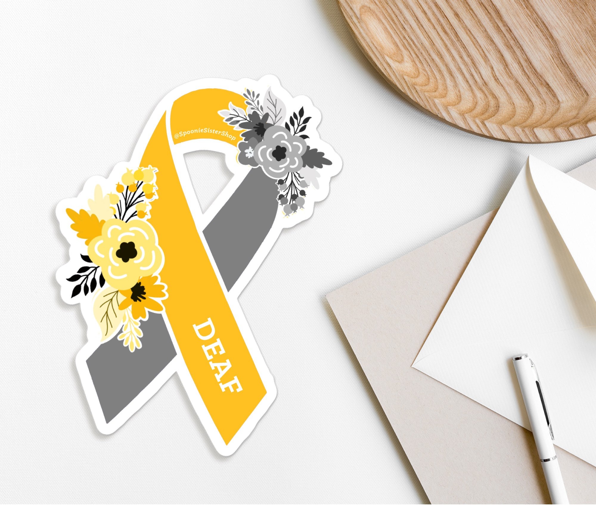 Deaf Sticker, Deaf Awareness Ribbon Sticker, Deaf Decal, Deaf Support ...