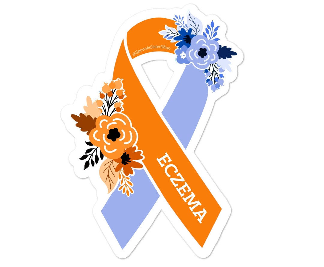 Eczema Awareness Sticker, Eczema Stickers, Floral Awareness Ribbon ...