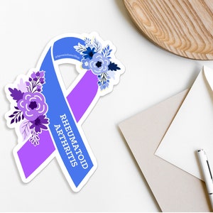 Rheumatoid Arthritis Sticker, RA Awareness Stickers, Floral Blue ...