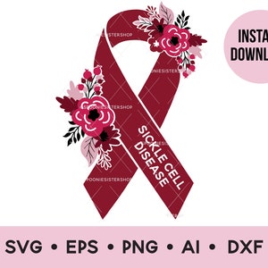 Sickle Cell Disease Awareness Ribbon SVG, Sickle Cell PNG, Awareness ...