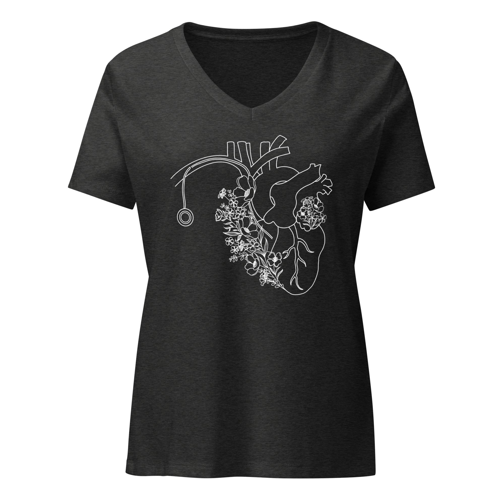 Port V-neck Shirt, Heart Anatomy With Port-a-cath Shirt, Port Surgery ...