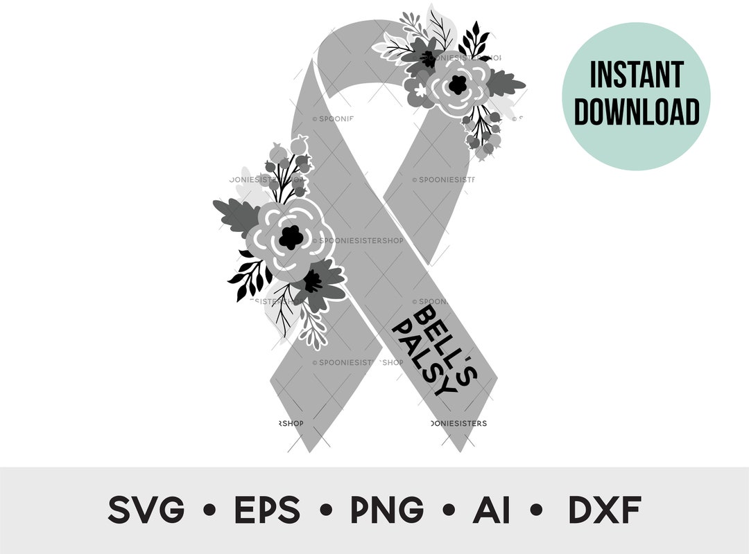 Bell's Palsy SVG Floral Bells Palsy Awareness Ribbon SVG - Etsy Denmark