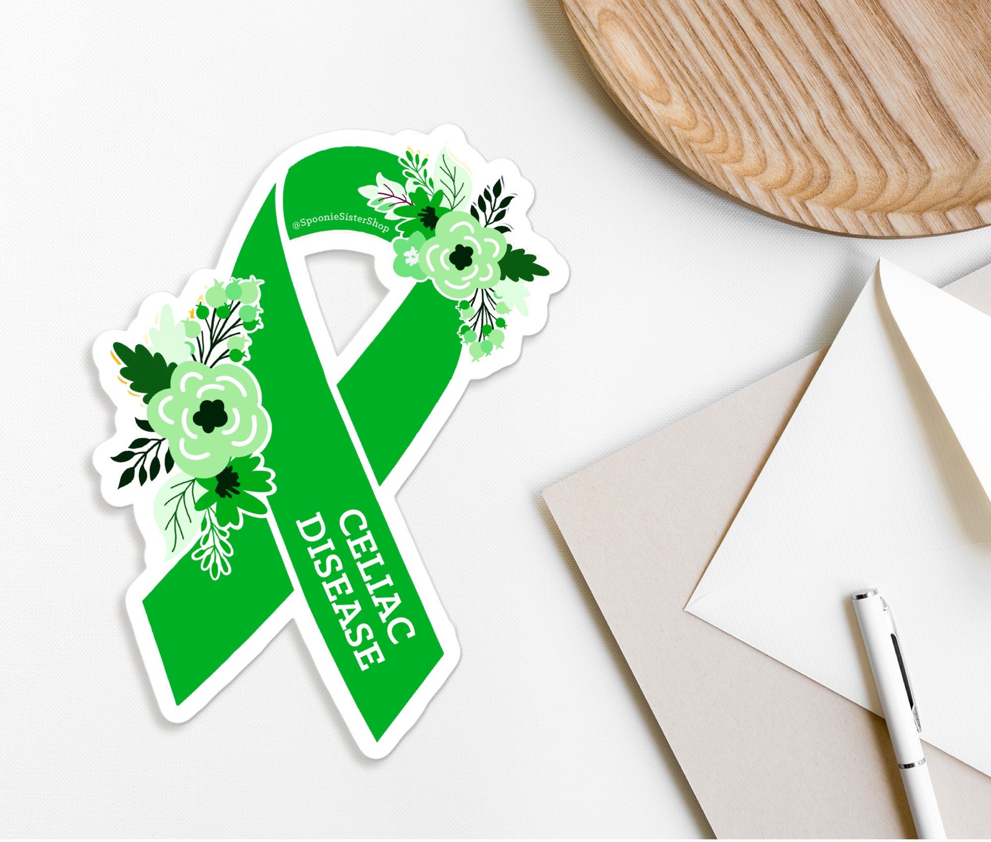 Celiac Disease Sticker, Celiac Disease Awareness, Floral Green ...