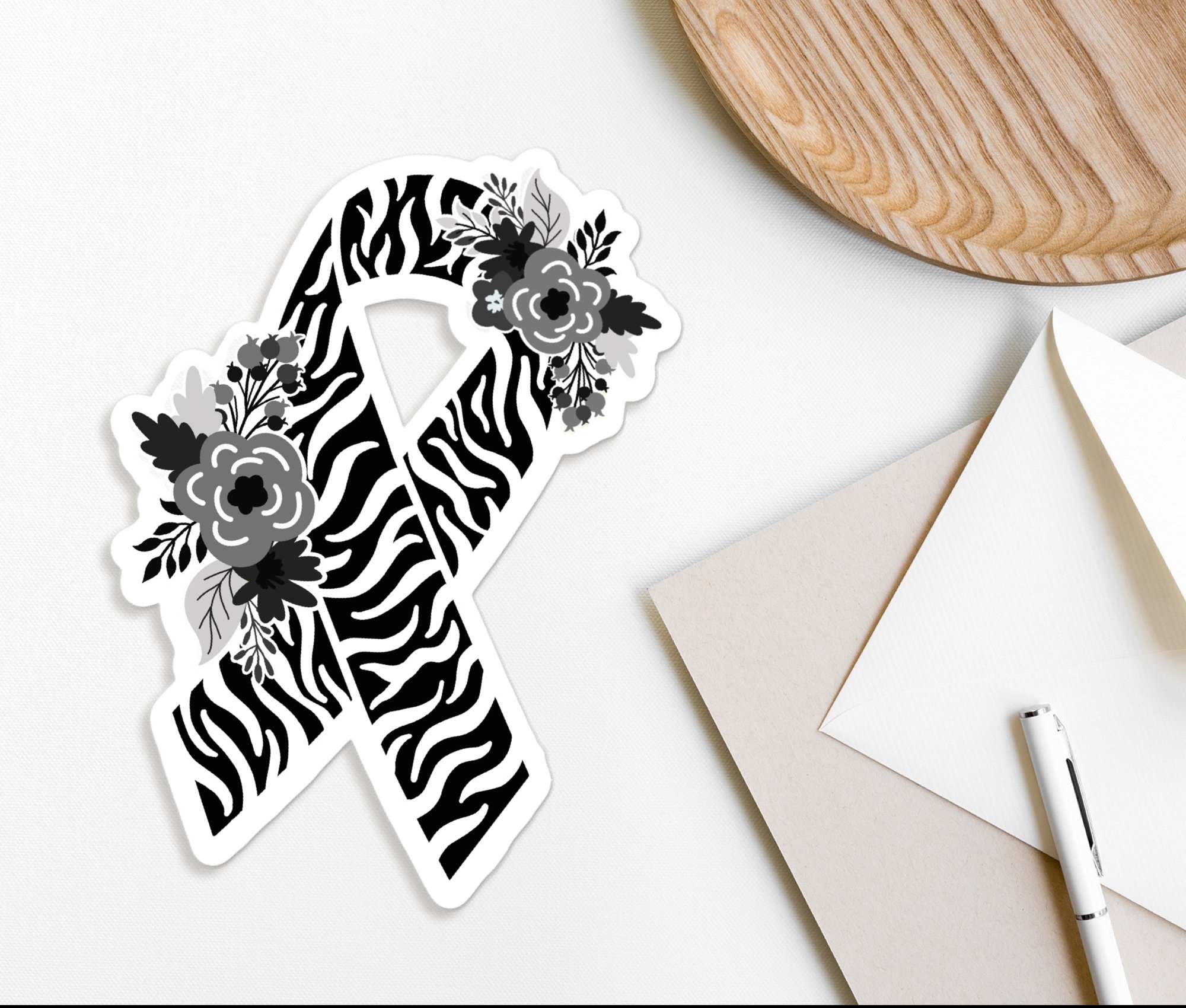 Rare Disease Sticker, Zebra Awareness Stickers, Floral Zebra Awareness ...