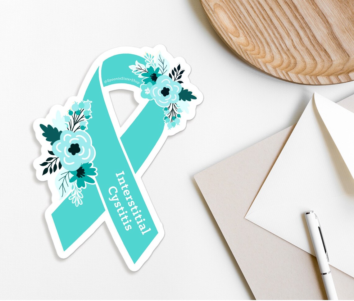 Interstitial Cystitis Sticker, IC Awareness Sticker, Floral Teal ...