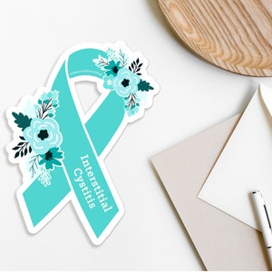 Interstitial Cystitis Sticker, IC Awareness Sticker, Floral Teal ...
