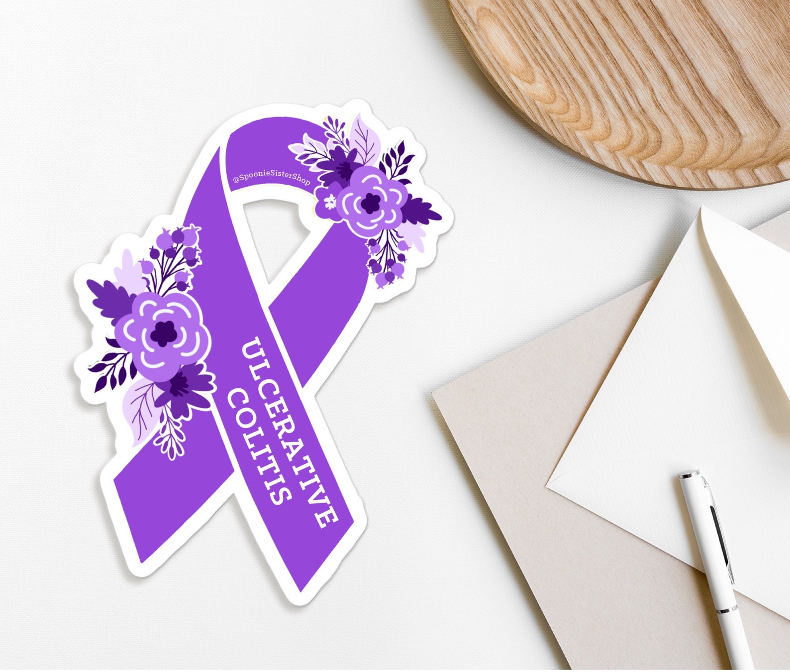 Ulcerative Colitis Sticker, Colitis Awareness Stickers, Floral Purple ...