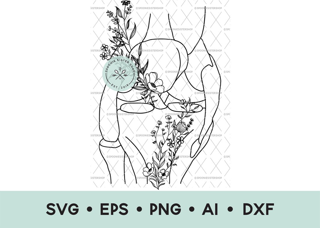 Floral Knee Anatomy SVG, Knee Anatomy Clip Art, Anatomical Knee PNG ...