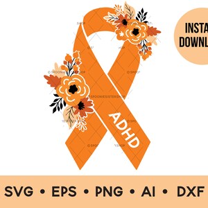 ADHD Awareness Ribbon Svg, ADHD Ribbon Png, Attention Deficit ...