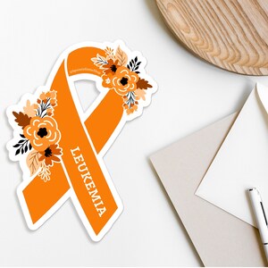 Leukemia Sticker, Leukemia Awareness Stickers, Floral Orange Awareness ...