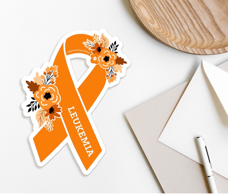 Leukemia Sticker Leukemia Awareness Stickers Floral Orange | Etsy
