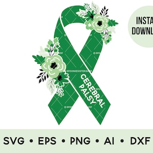 Cerebral Palsy Awareness Ribbon SVG, Cerebral Palsy Ribbon PNG, Cerebral Palsy Clipart, Green ...