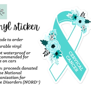 Cervical Cancer Sticker, Cervical Cancer Awareness Stickers, Teal ...
