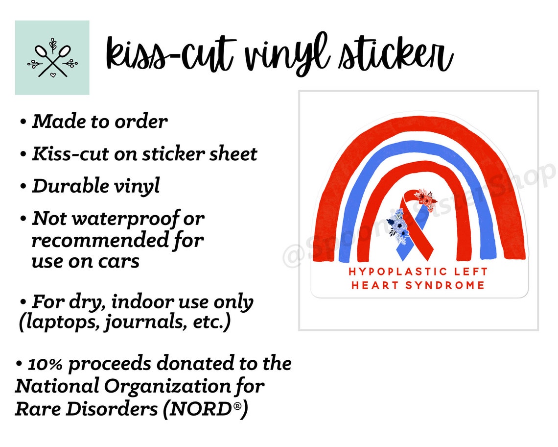 Rainbow HLHS Sticker, Hypoplastic Left Heart Syndrome Stickers, HLHS ...