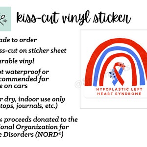 Rainbow HLHS Sticker, Hypoplastic Left Heart Syndrome Stickers, HLHS ...