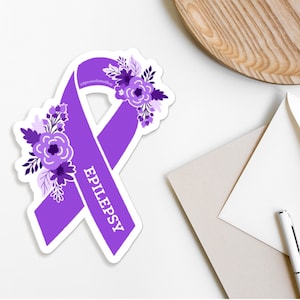 Epilepsy Awareness Sticker, Epilepsy Stickers, Purple Awareness Ribbon ...