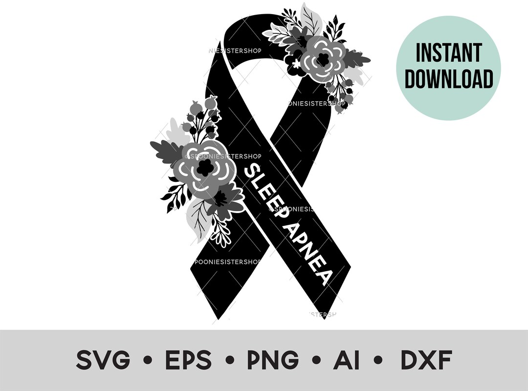 Sleep Apnea SVG, Floral Sleep Apnea Awareness Ribbon SVG, Sleep Apnea ...