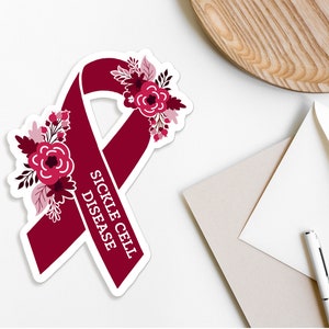 Sickle Cell Disease Sticker, Sickle Cell Awareness Stickers, Floral ...