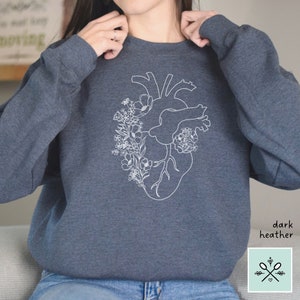 Heart Anatomy Sweatshirt, Floral Heart Sweater, Cardiology, POTS ...