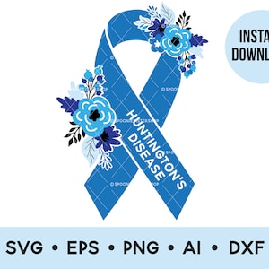 Huntington's Disease Awareness Ribbon SVG Huntingtons - Etsy