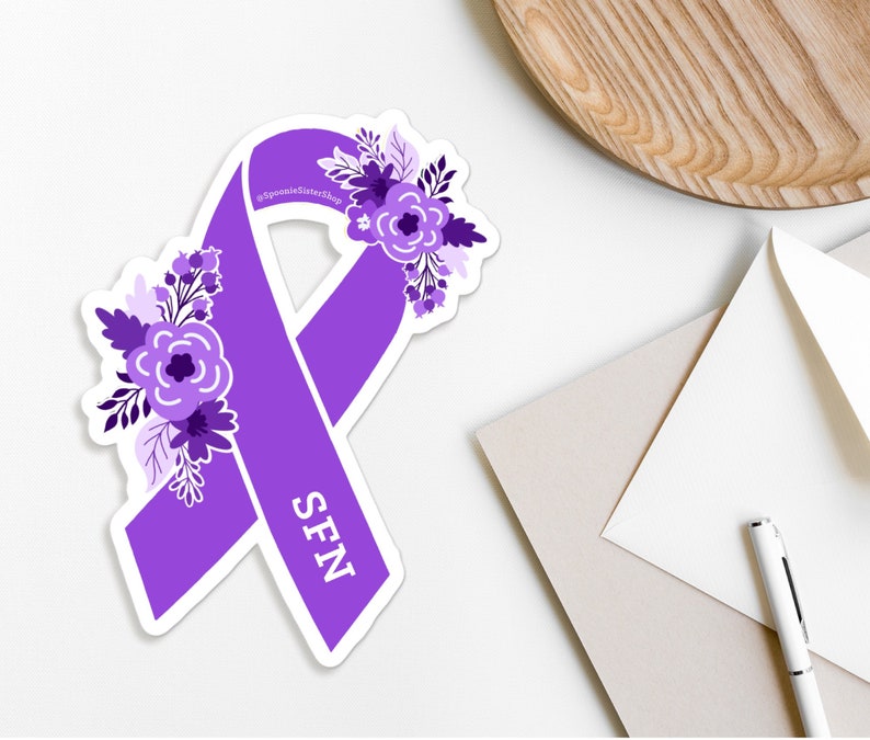 Small Fiber Neuropathy Sticker, SFN Awareness Stickers, Floral Purple ...