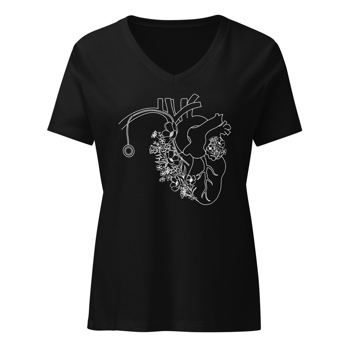Port V-neck Shirt, Heart Anatomy With Port-a-cath Shirt, Port Surgery ...
