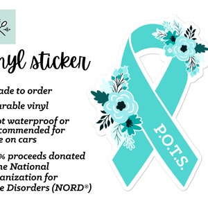 POTS Awareness Sticker, Postural Orthostatic Tachycardia Syndrome, Teal ...
