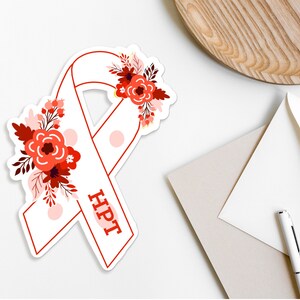 Hyperparathyroidism Sticker, HPT Awareness Ribbon, Floral HPT Awareness ...