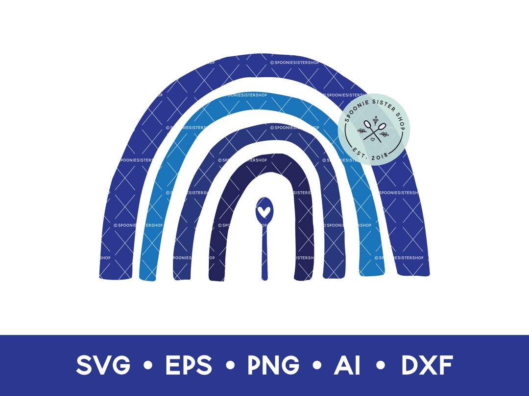 Navy Spoonie Rainbow SVG, Spoonie Rainbow Clip Art, Spoonie PNG, Navy ...