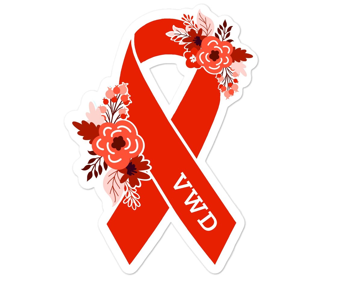 Von Willebrand Disease Sticker, VWD Awareness Stickers, Floral Red ...