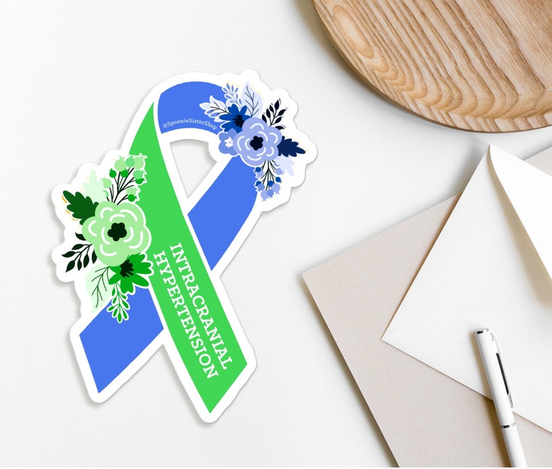 Intracranial Hypertension Sticker, IIH Awareness Stickers, Floral Green ...