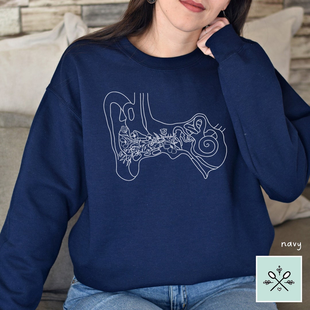 Inner Ear Anatomy Sweatshirt, Floral Inner Ear Sweater, Audiology ...
