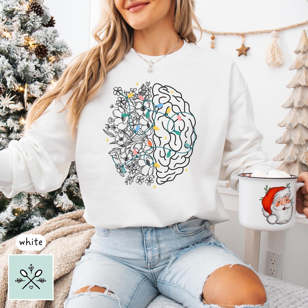Brain Christmas Sweater, Holiday Brain Sweatshirt, Christmas Lights ...